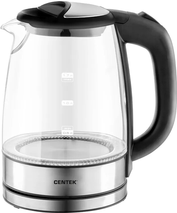 Чайник электрический CENTEK CT-0058, 1.7л, стекло/металл