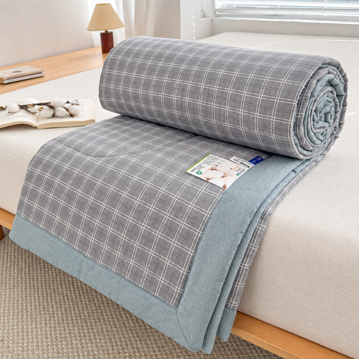 Одеяло Grey Star 150х200 см, летнее, из стираного хлопка саржевого плетения, наполнитель хлопок