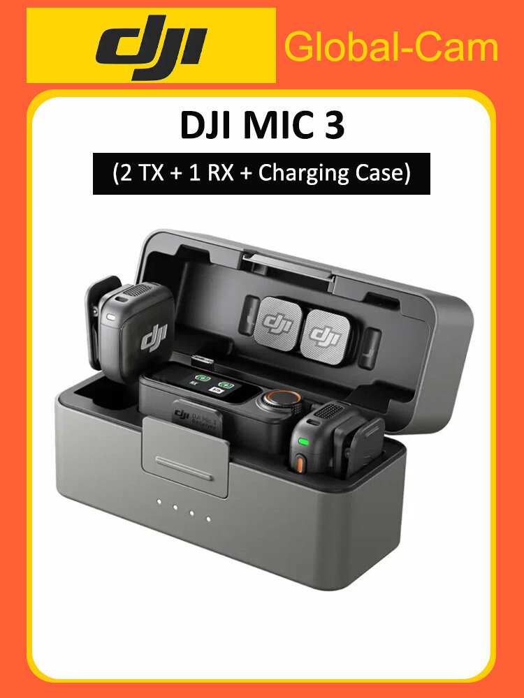 Микрофон DJI Mic 3 (2 TX + 1 RX + Charging Case) для iPhone / камеры / Android / Приложения / потоковые носители