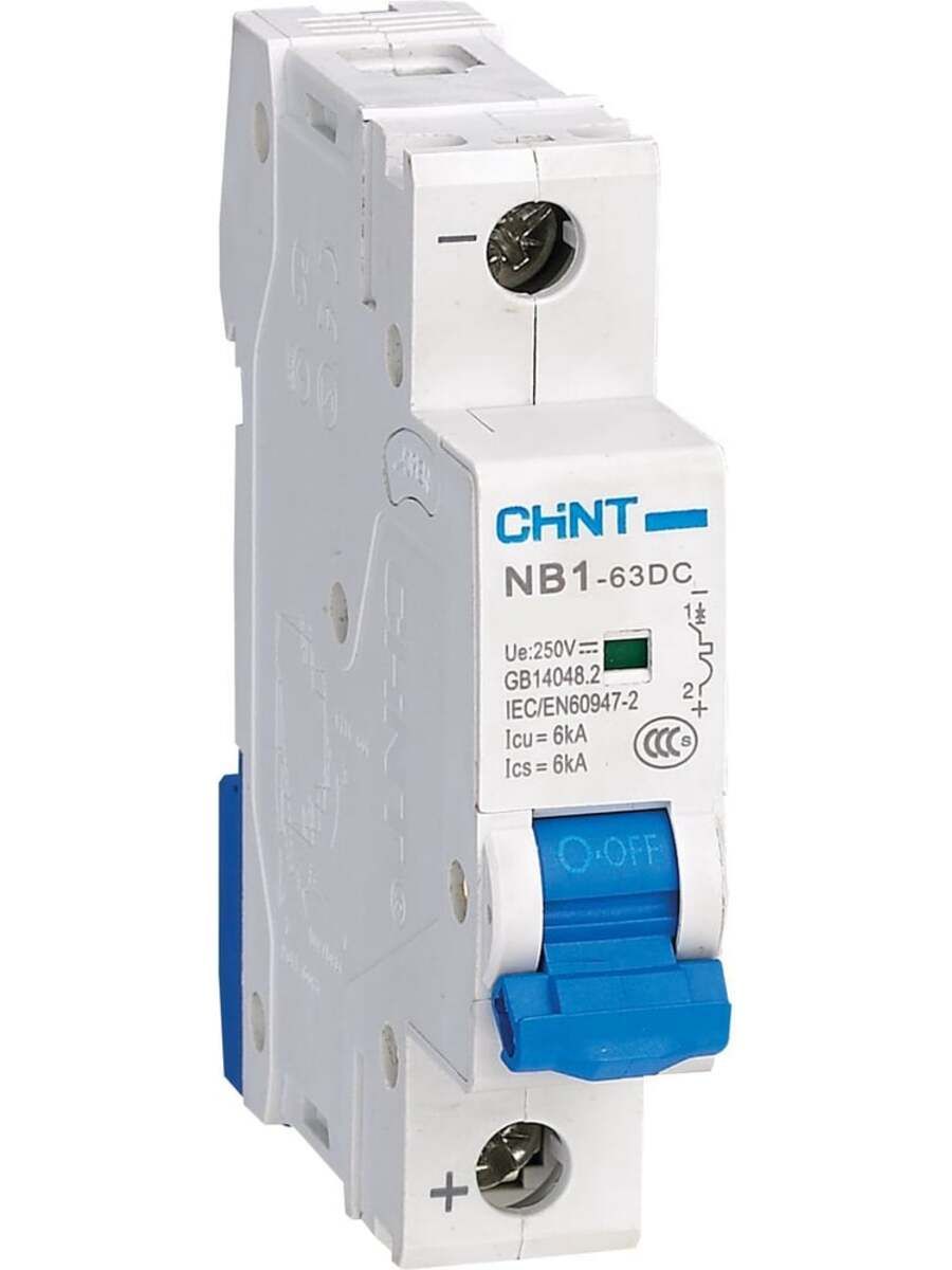 Автоматический выключатель CHINT NB1-63DC 1P 50А 6кА х-ка C 250В DC (R) 182711