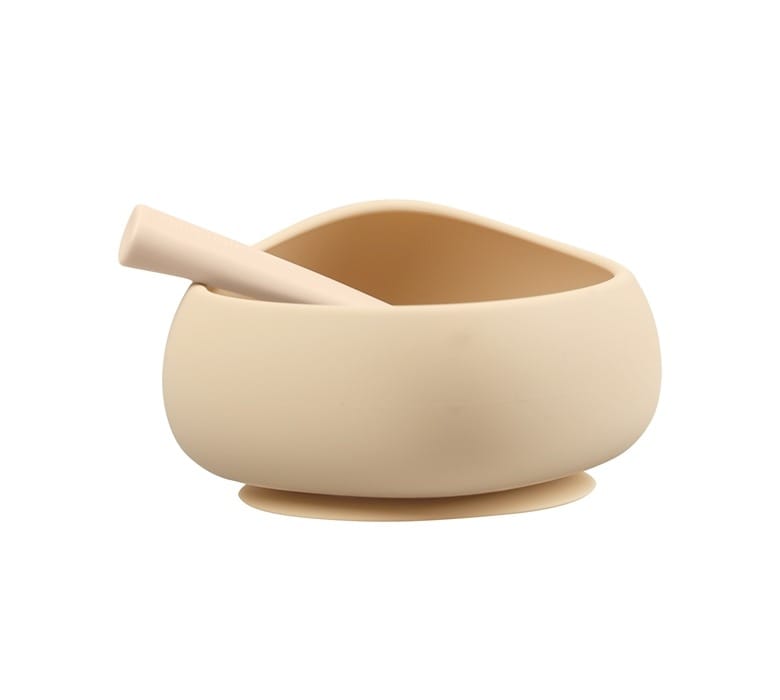 Миска Mombella с присоской и ложечкой, light brown