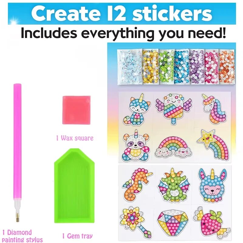 Алмазная живопись для детей Stickers unicorn