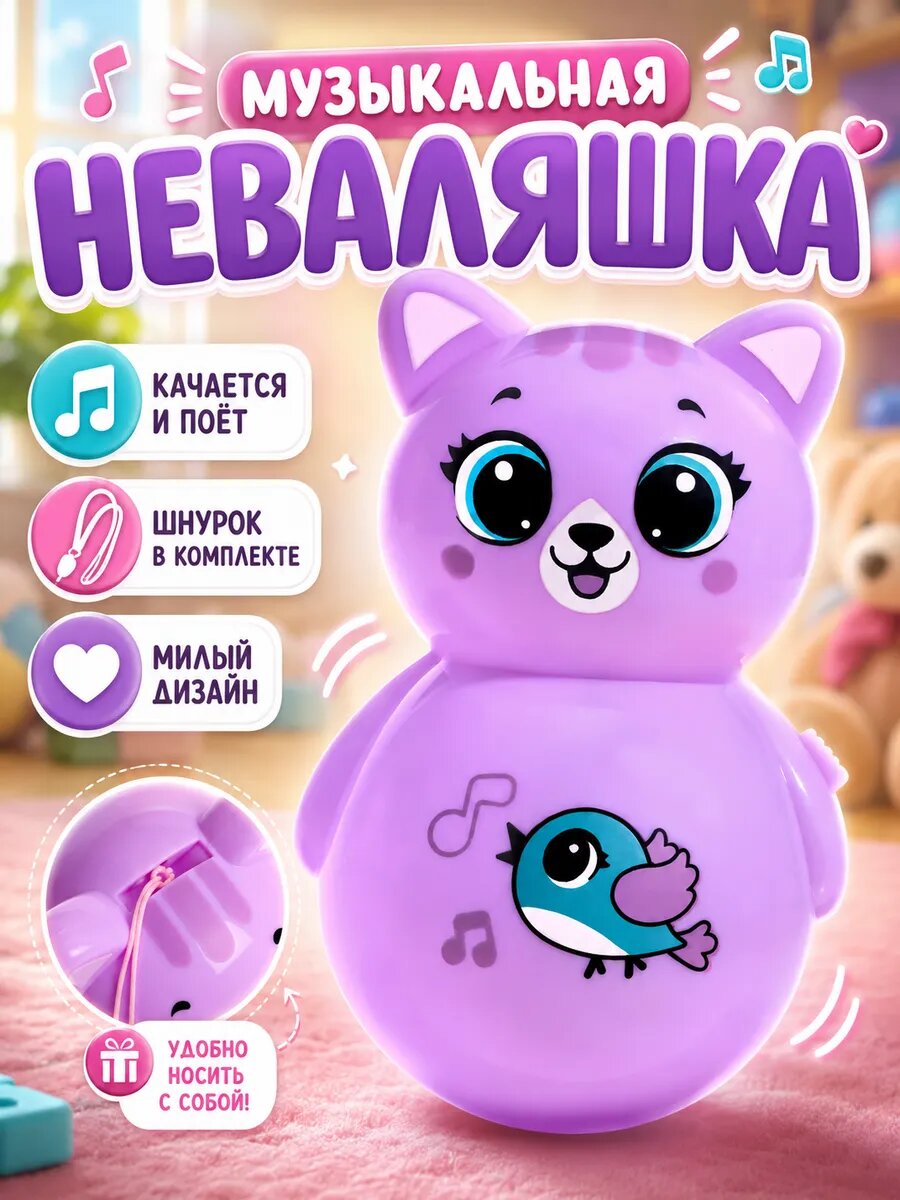 Музыкальная неваляшка "Весёлый малыш", цвет фиолетовый, ZABIAKA