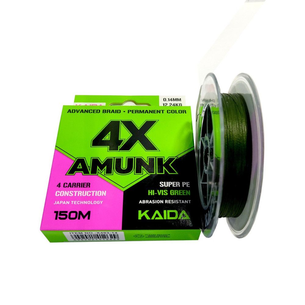 Плетенка KAIDA AMUNK 4X цв темно-зеленый X493-12 150м 0,12мм