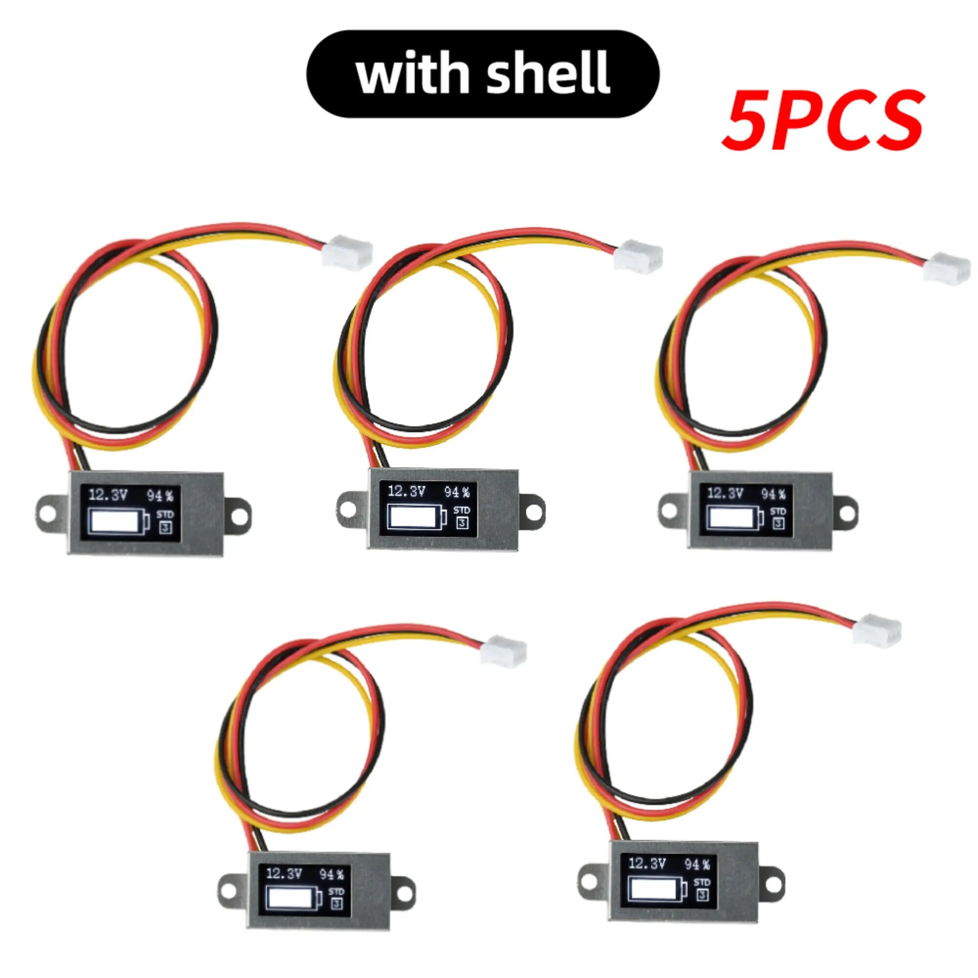 Gaqqee Цифровой вольтметр DC 0-30В для LiPo аккумуляторов 1-6S with shell 5PCS