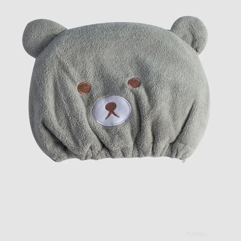 Детская шапка для душа с медведем из бархата Серый, Gray