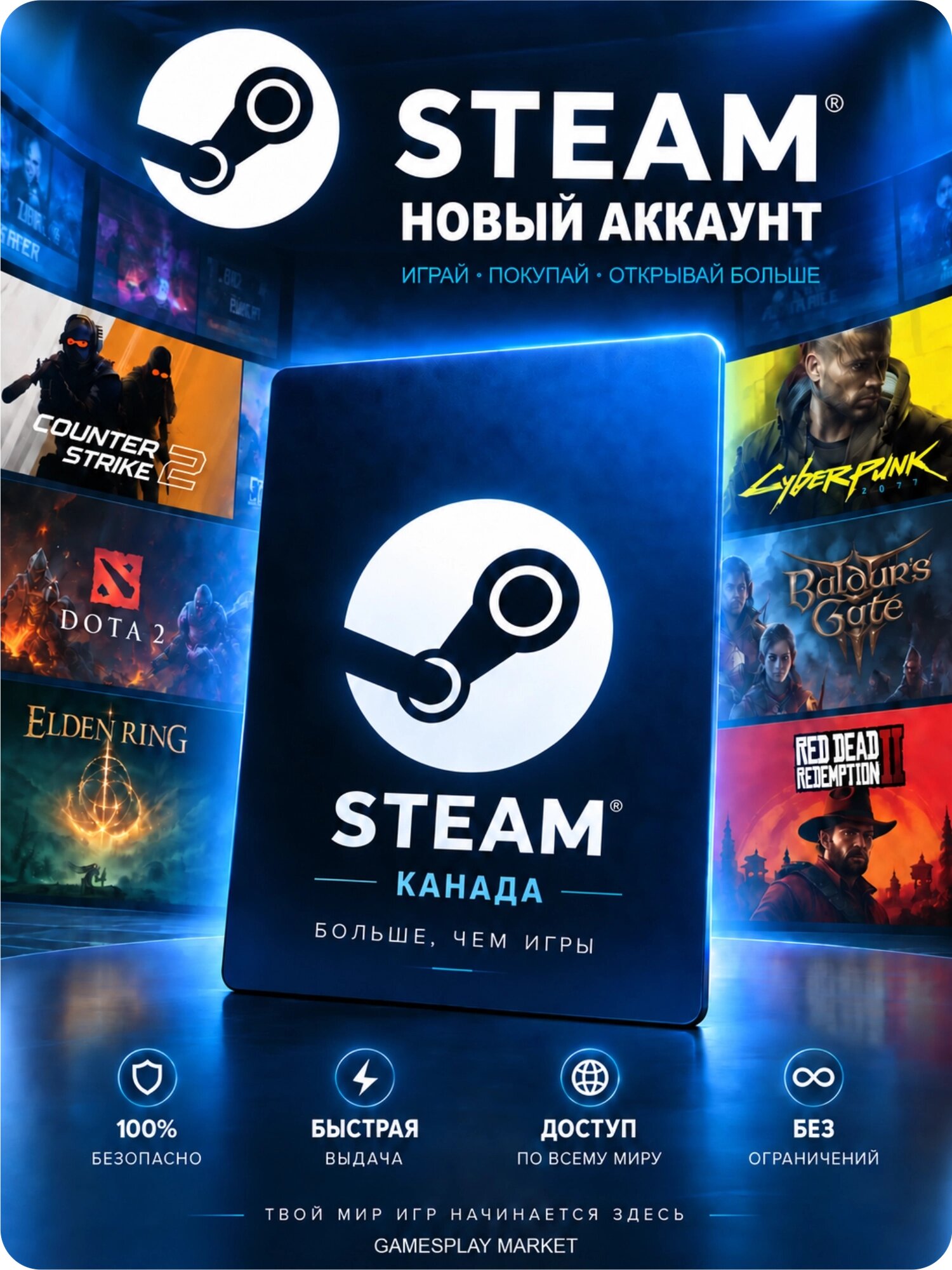 Новый Стим аккаунт в регионе Канада - Полная смена данных! Steam