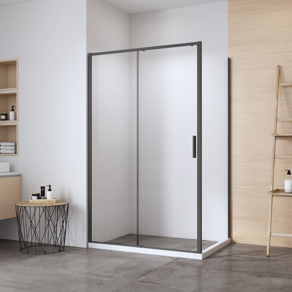 Душевой уголок Aquanet Pleasure Evo AE65-N140-BT 140х100, профиль матовый черный, стекло прозрачное