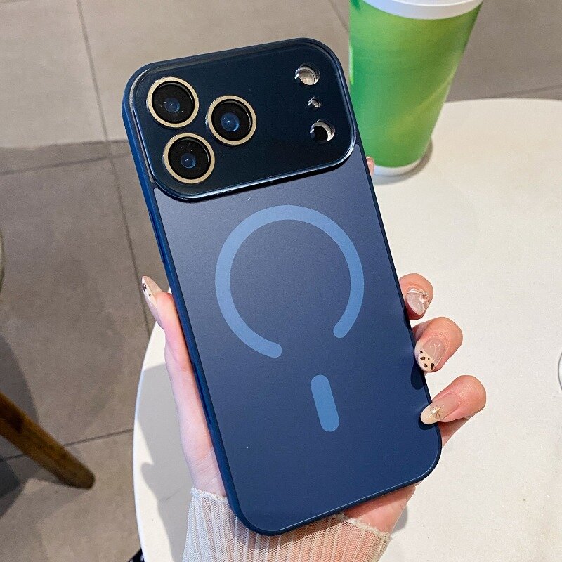 Чехол с большим окошком и 2 защитные плёнки для смартфона, цвет тёмно-синий