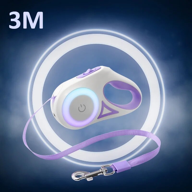 Автоматический поводок Flexi 3/5 м со светодиодом 3M purple