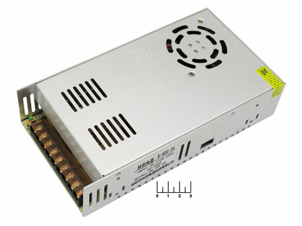 Блок питания 24V 20A 500W S-500-24 (с кулером)