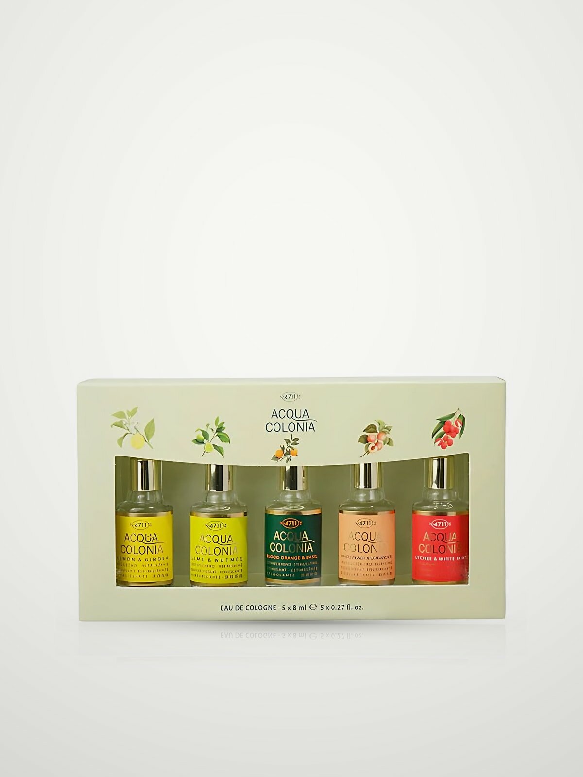 4711 ACQUA COLONIA SET EDC MINI (LIMON + LIME + BLOOD ORANGE + WHITE PEACH + LYCHEE) Набор одеколона унисекс 5 шт 8 мл