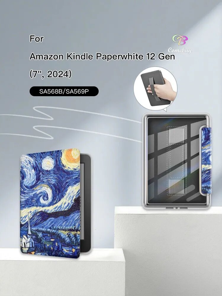 Чехол-книжка для Amazon Kindle Paperwhite12Gen(7",2024)/Kindle Colorsoft(7",2024/2025), SA568B/SA569P/SA59CP , Полиметилметакрилатный материал Можно держать в одной руке