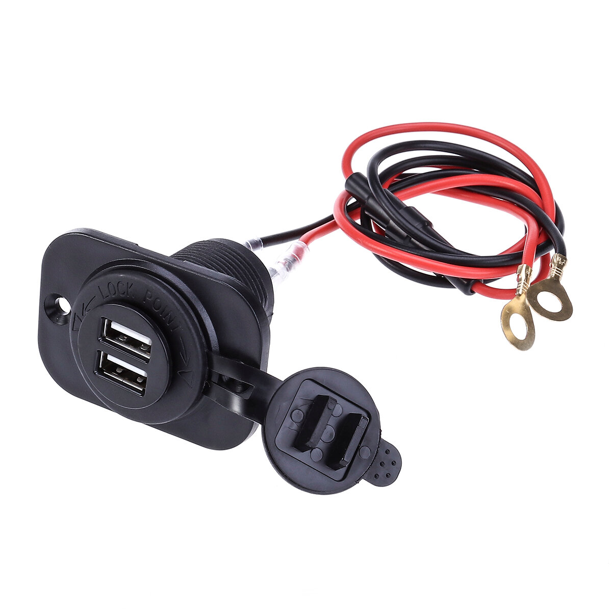 Адаптер Usb Для Авто Цвет Черный 12V Двойной Выход 5V 2 1A Макс Размер 6x4 3x5 3 См Длина Кабеля Около 60 См