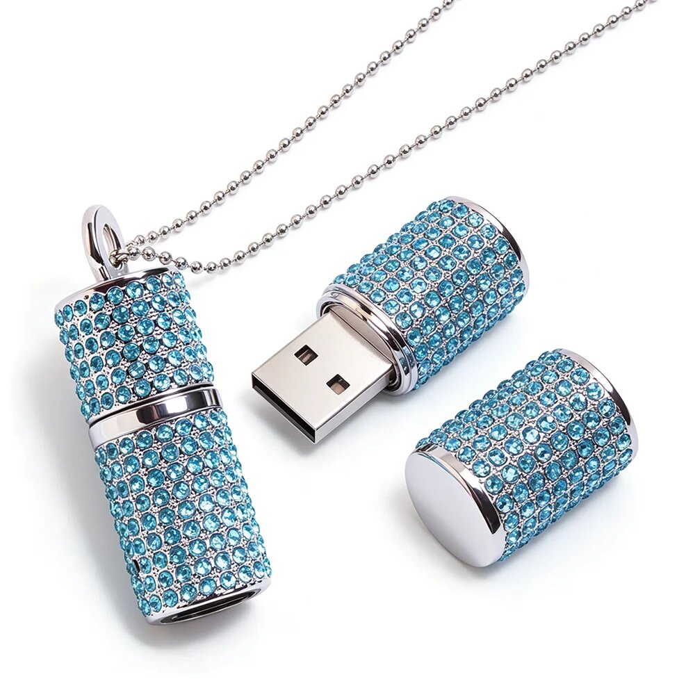Голубая USB-флешка JASTER 4 ГБ, кристаллы