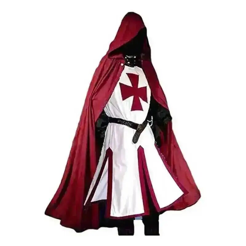 Мужская туника рыцаря тамплиеров черная S, Long Top with Cloak1
