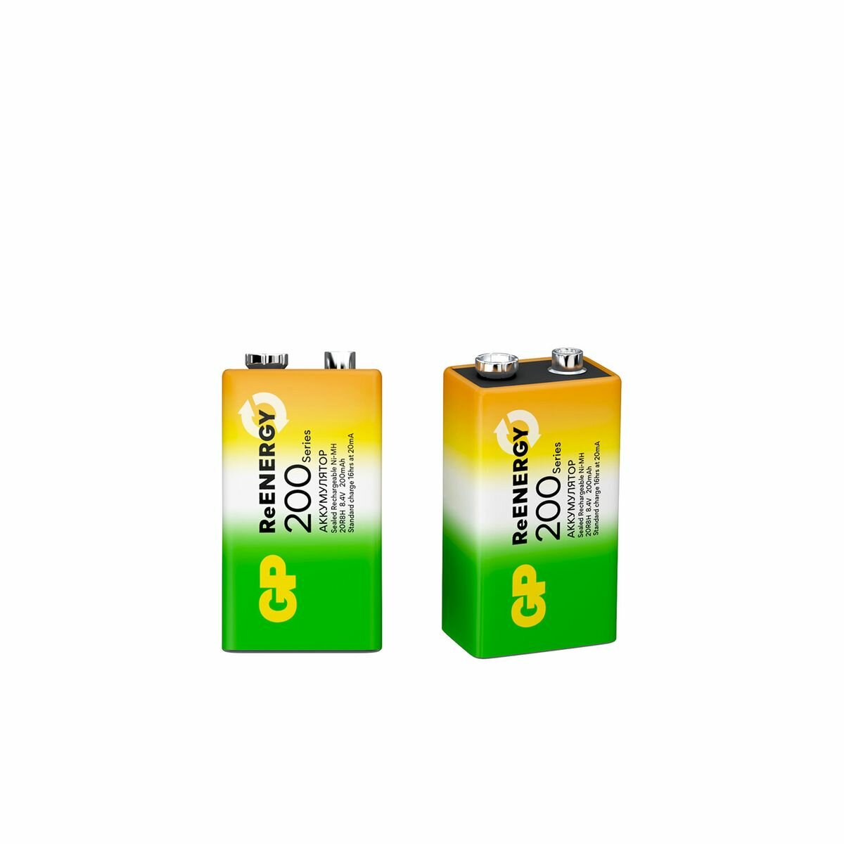Батарейка аккумуляторная GP ReEnergy Ni-Mh "Крона" (20R8H 9V), 200 mAh (20R8HRGY-2CRCB1)