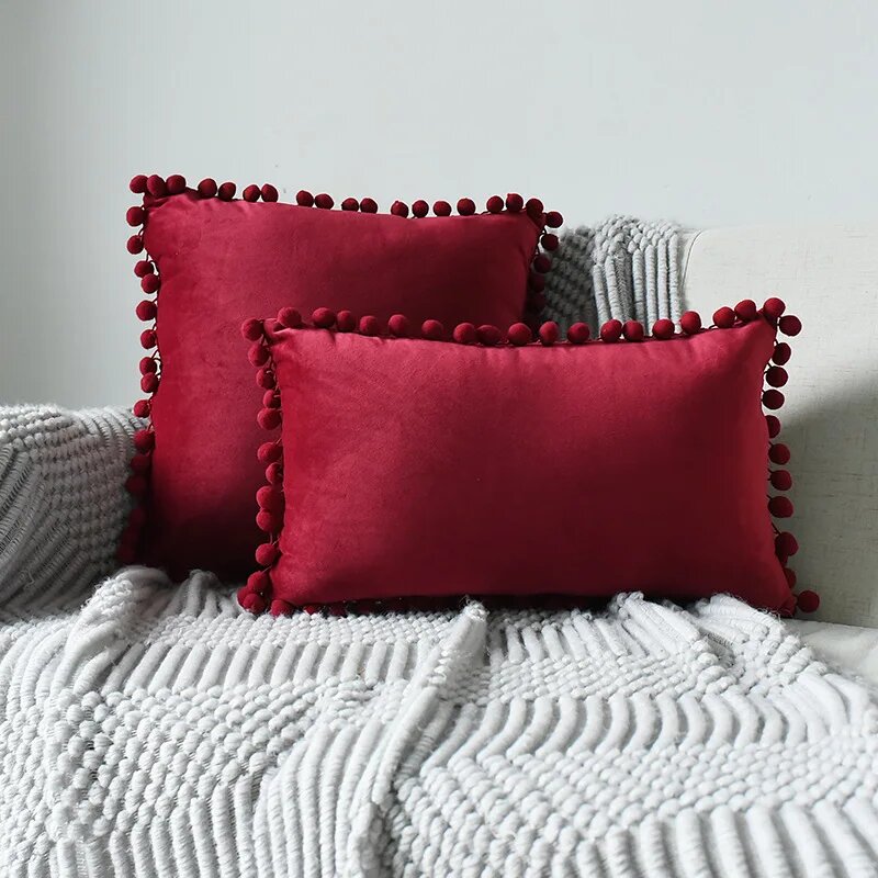 Бархатные подушки 30x50 см, vintage red, 1 шт