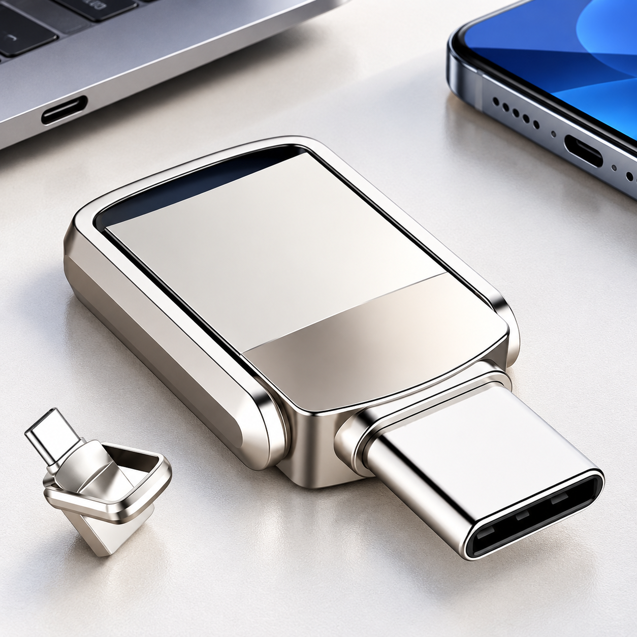 USB-накопитель Type-C 2ТБ, OTG (Цвет товара: серебристый)