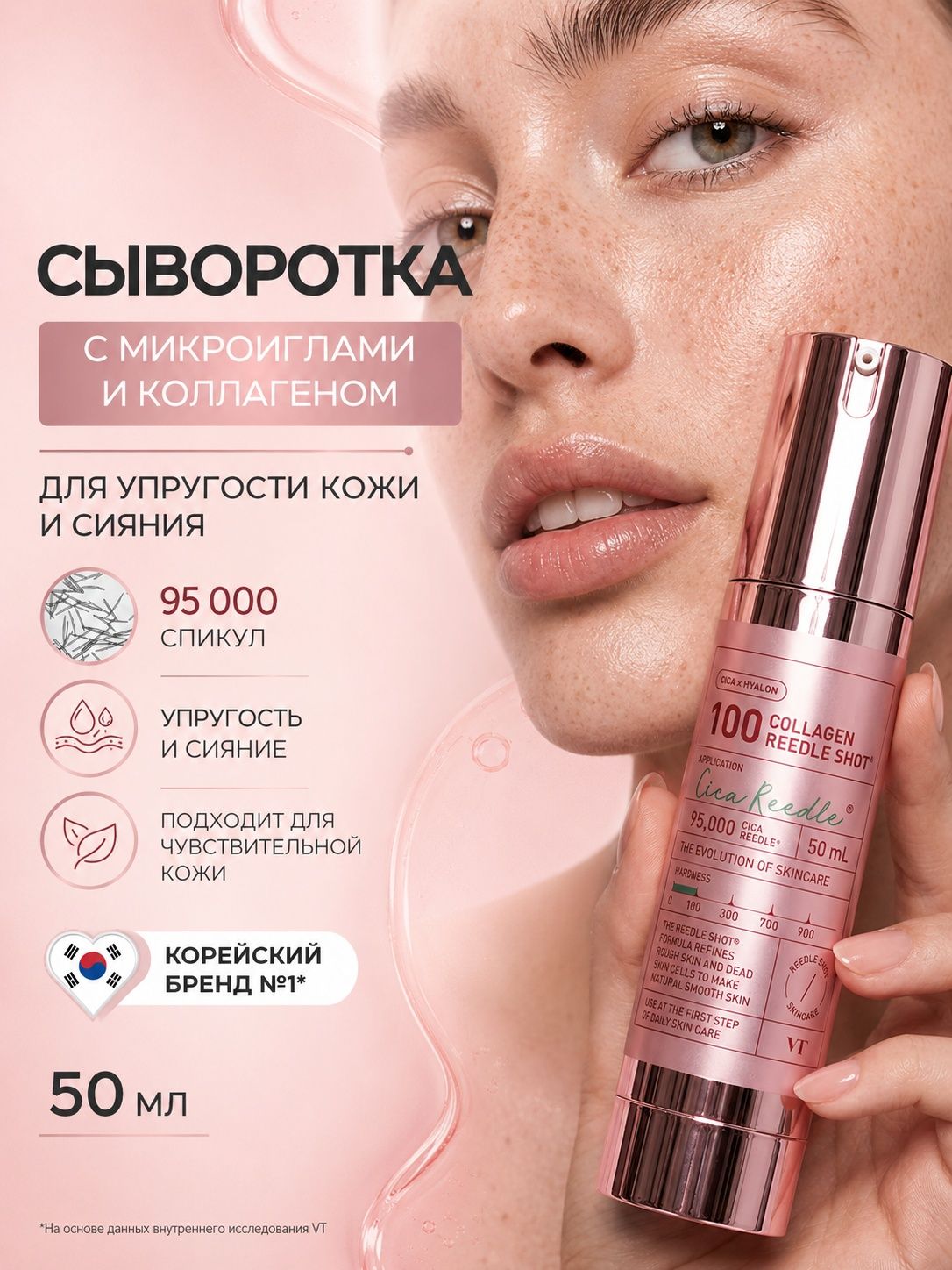 VT Cosmetics Бустер сыворотка для лица с микроиглами и коллагеном 50 мл / VT Cosmetics Collagen Reedle Shot 100, 50 ml