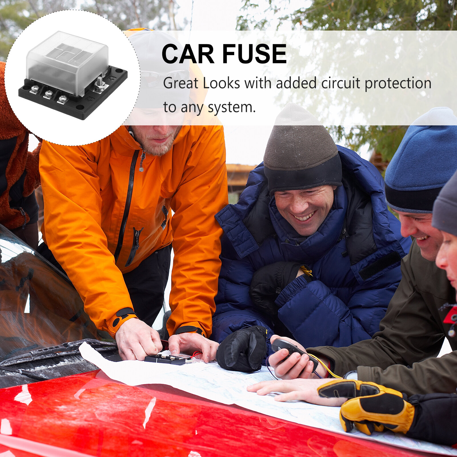 Фьюз Блока С Fuse Box Держатель С LED Индикатором 6 Позиций Для Авто Чёрный