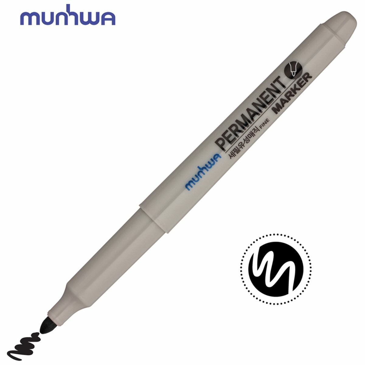 Маркер перманентный MunHwa (1.5мм, круглый наконечник, черный) (FPM-01), 144шт.