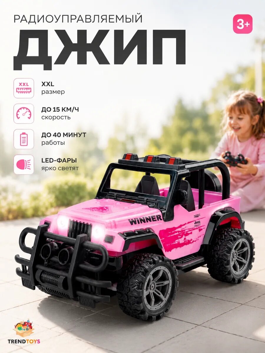 Машинка на пульте управления TrendToys радиоуправляемый джип, розовый