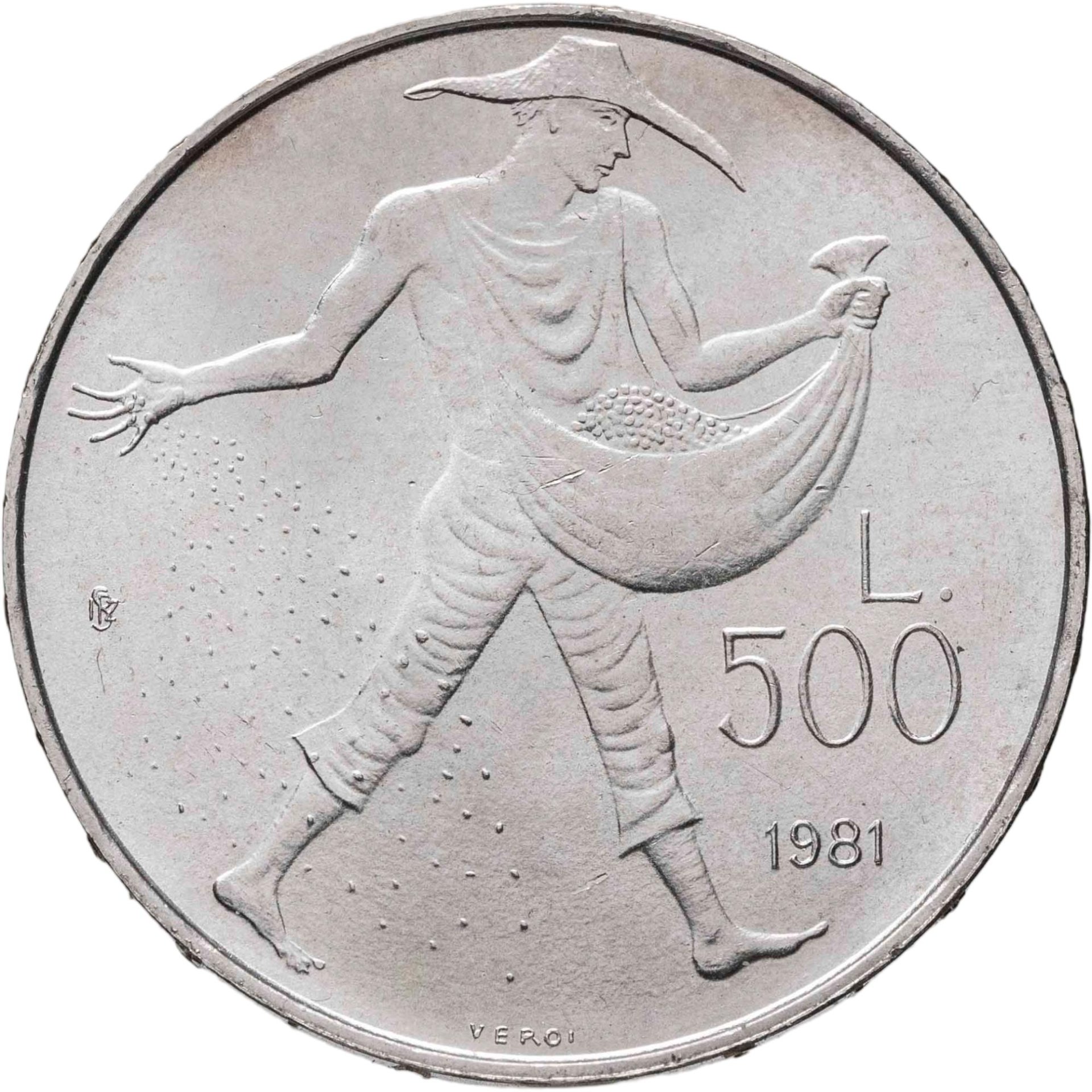 Сан-Марино 500 лир lire 1981 "2000 лет со дня смерти Вергилия, Буколики - игра на флейте", Серебро 835, в сохранности UNC