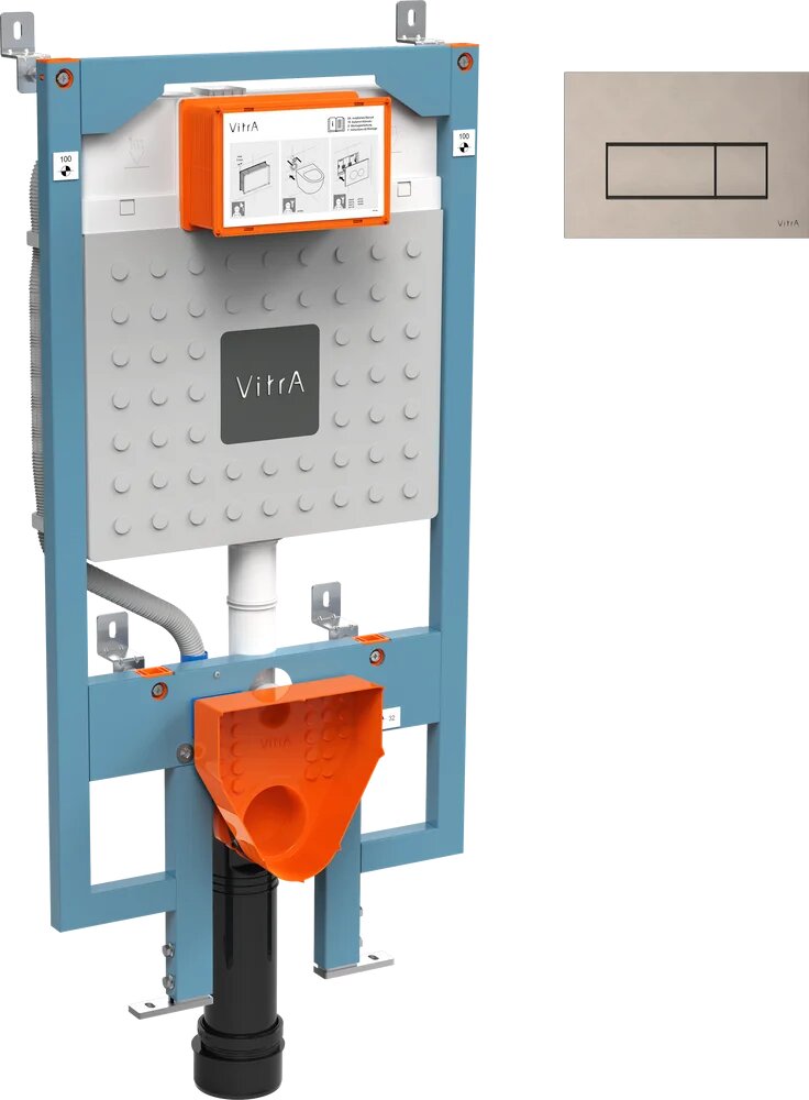 Комплект Инсталляция VitrA V8 768-5800-01 / Кнопка Root Square 740-2395 цвет никель