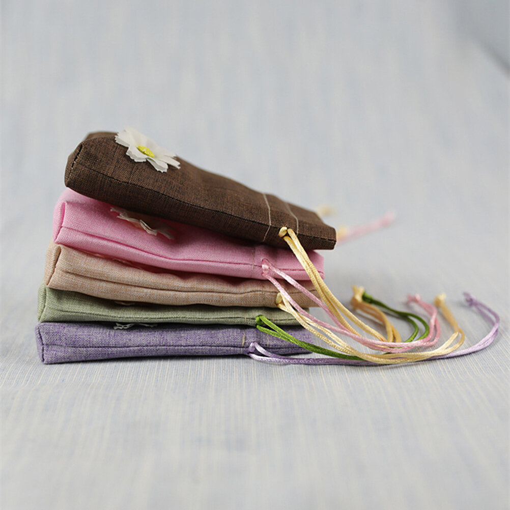 12 Шт Мешочки С Тянущимся Шнурком Из Льна Размером 10X14 Cm Для Лаванды Приправ И Цветочного Чая В Разных Цветах