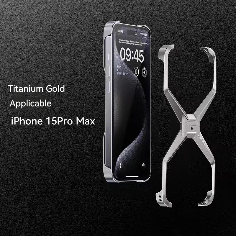 Алюминиевый Чехол-бампер Для iPhone 14/15/16 Pro Max X-образный, Безрамочный, Металлический, Съемный, Противоударный