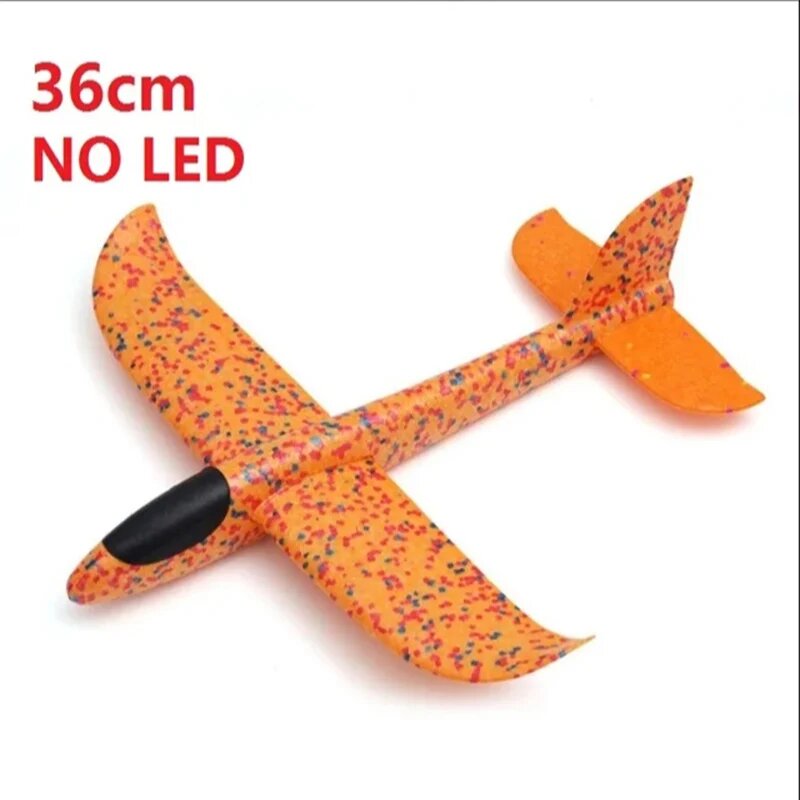 Детский самолет из пенопласта, оранжевый, 36см, NO LED