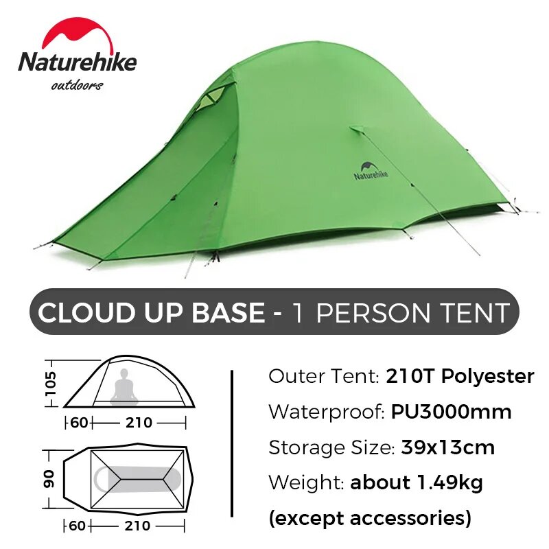 Палатка Naturehike Cloud Up 1 2 3 ультralегкая палатка для кемпинга двойного слоя водонепроницаемая палатка для отдыха на открытом воздухе палатка для походов и альпинизма с матрасом