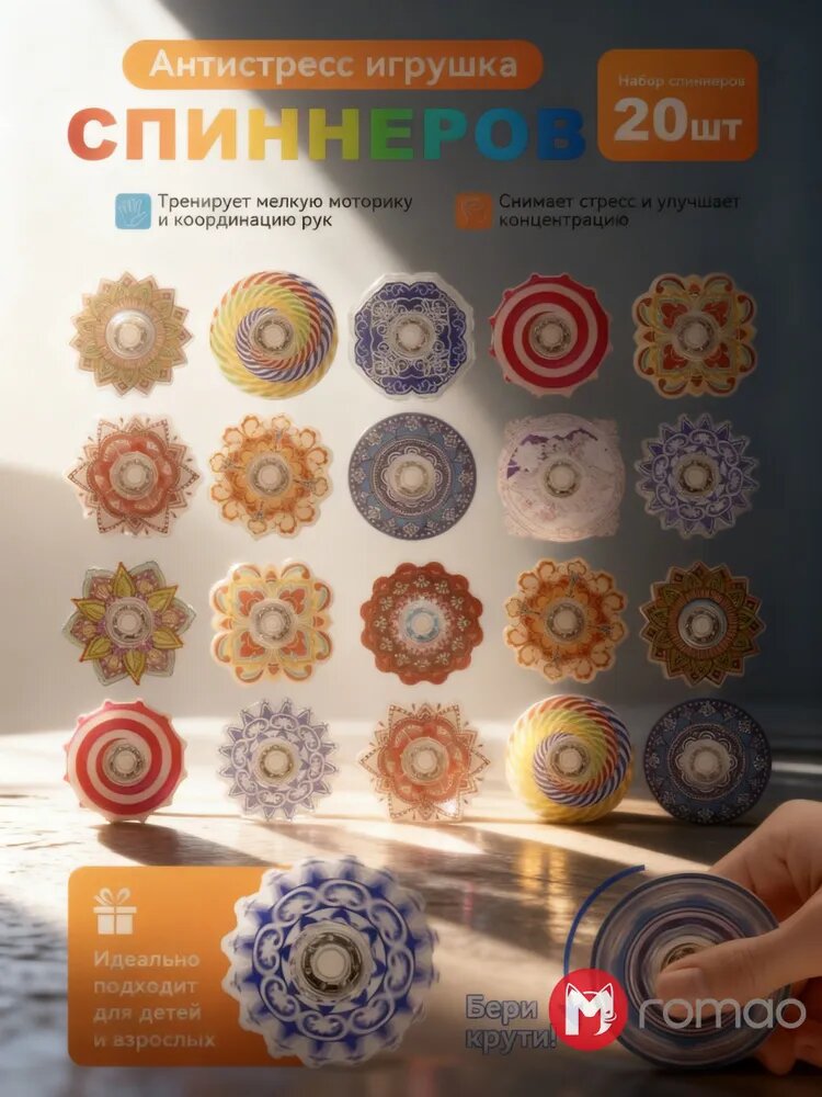 Антистресс спиннер 20 шт мини, игрушка для снятия стресса детям, подарок на день рождения в школу