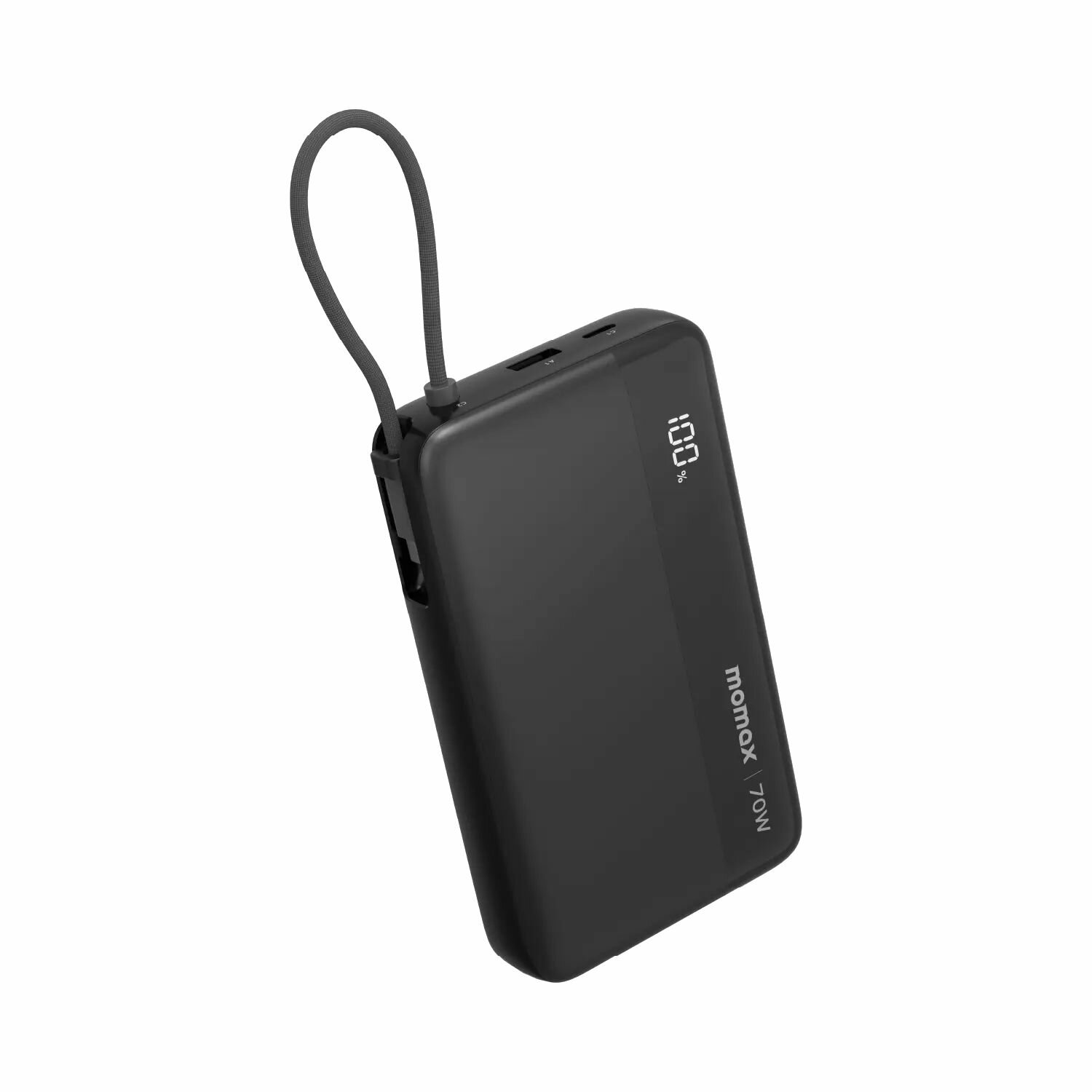 Повербанк Momax 1-Power Ultra 20000 mAh 70W пауэрбанк внешний аккумулятор для айфона с кабелем USB-C, черный