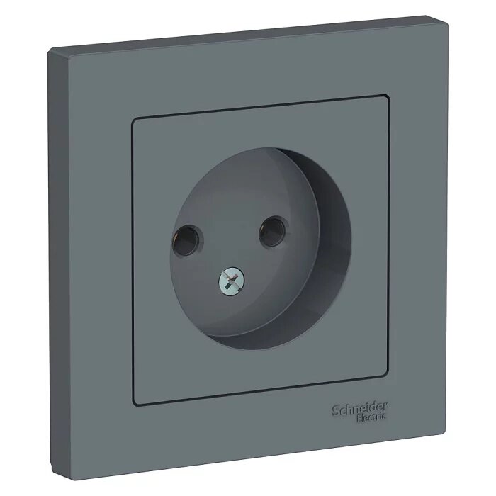 Розетка одинарная Systeme Electric AtlasDesign б/з, 16А, в сборе, Грифель