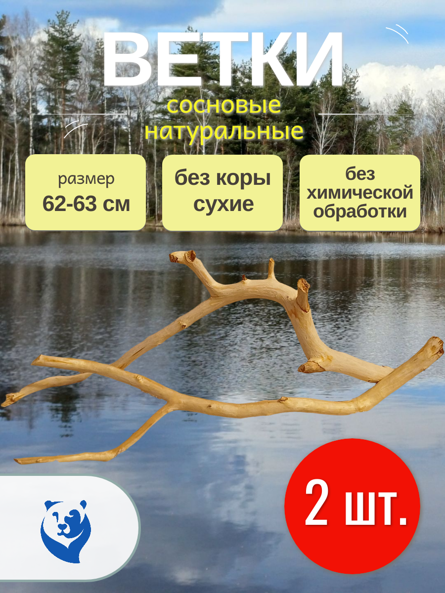 FashionProduct Ветки сосновые натуральные без коры (2 шт), 62-63 см