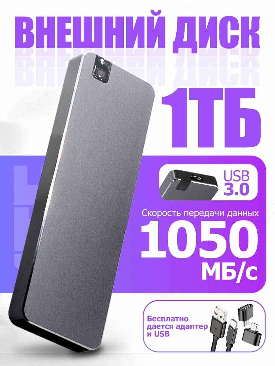 1 ТБ Внешний SSD-диск, чёрный