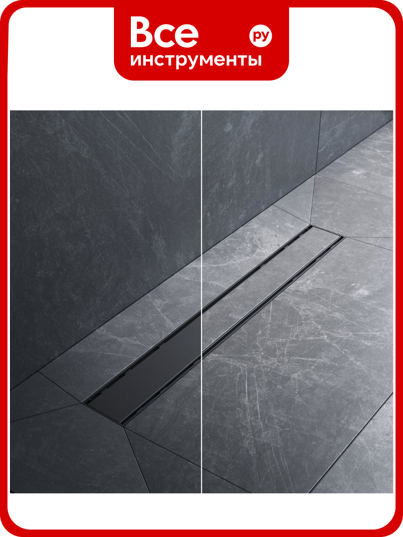 Линейный, AM.PM, трап для душа AM.PM PrimeFlow универсальный затвор Tile 60см цвет черный мат