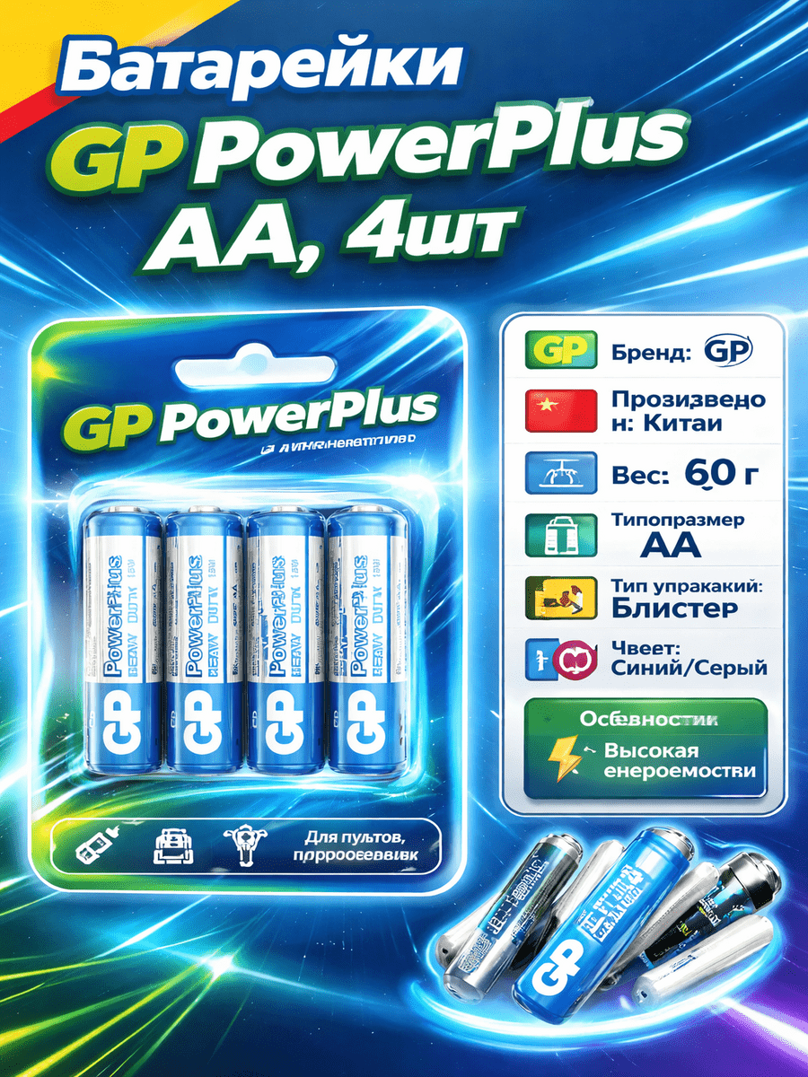 Батарейки GP Powerplus AA, 4шт