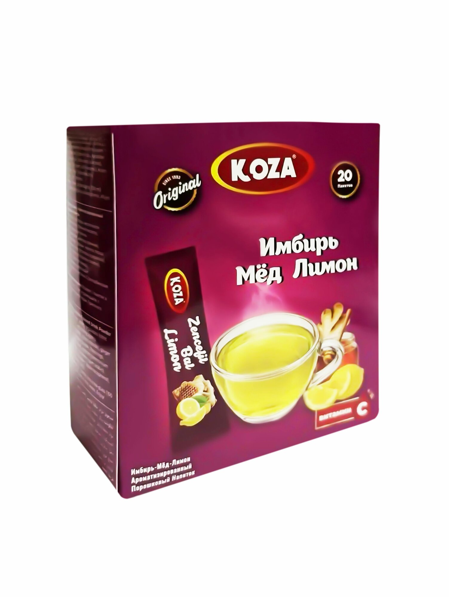 Быстрорастворимый чайный напиток со вкусом мёда, лимона и имбиря, "Koza", Lemon, (20шт) 50гр. Турция