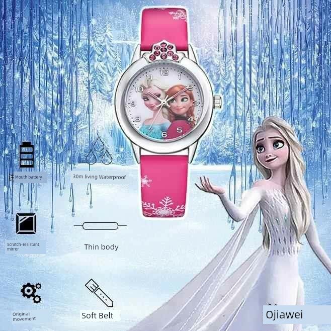 Disney Frozen Детские Часы с LED-Подсветкой, Мультяшный Дизайн для Девочек 3-4 Лет - Розово-Красный