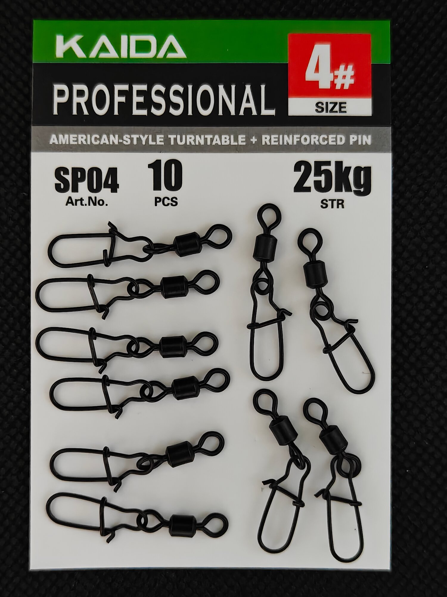 Карабин с вертлюгом Каида Professional SP04 #4 25кг 10шт
