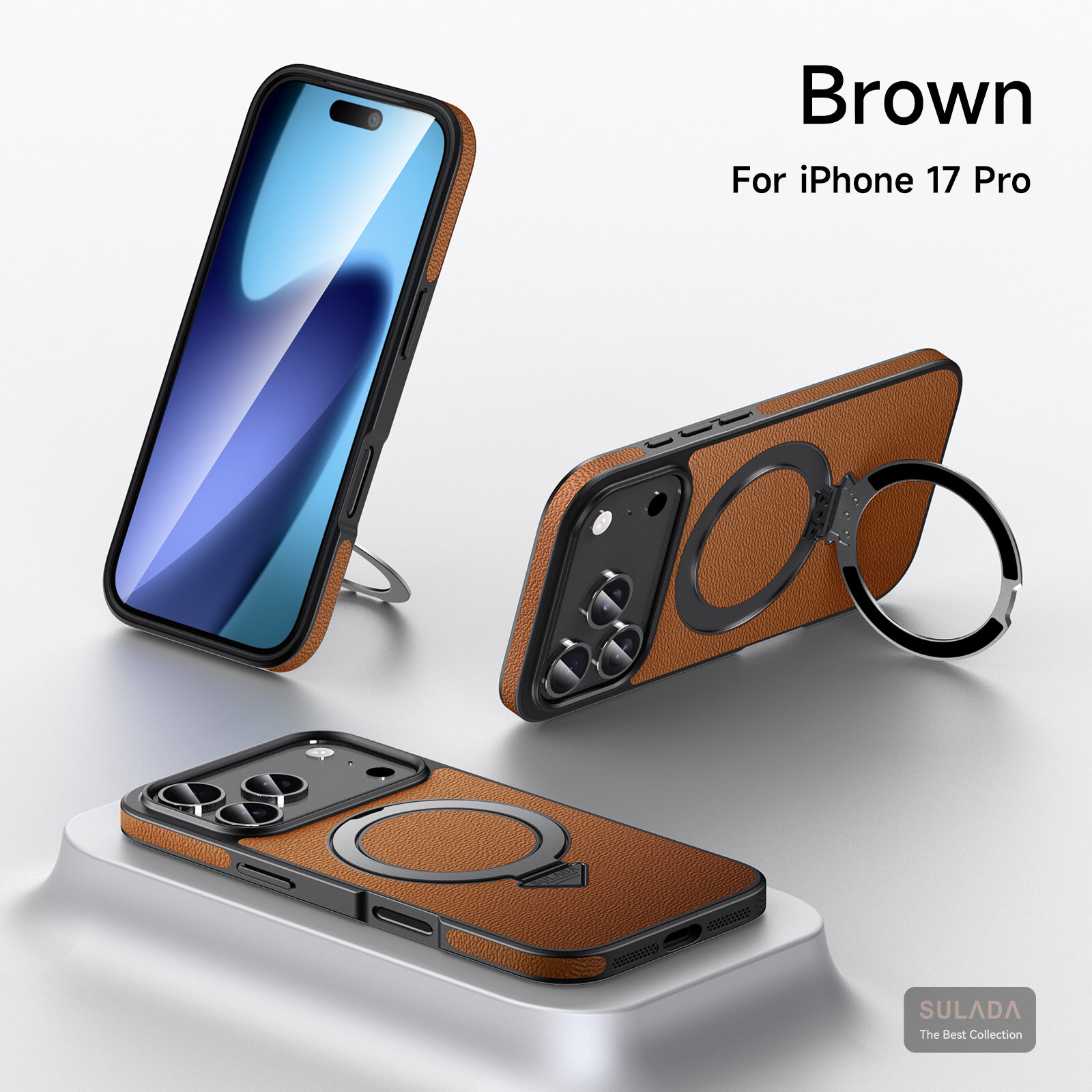 Чехол для Apple iPhone 17 Pro / Айфон 17 Про, soft touch, чехол-кардиомонитор, натуральная кожа, защита камеры, ударопрочный, встроенная подставка, усиленные углы, Apple, Apple iPhone 17 Pro, brown,