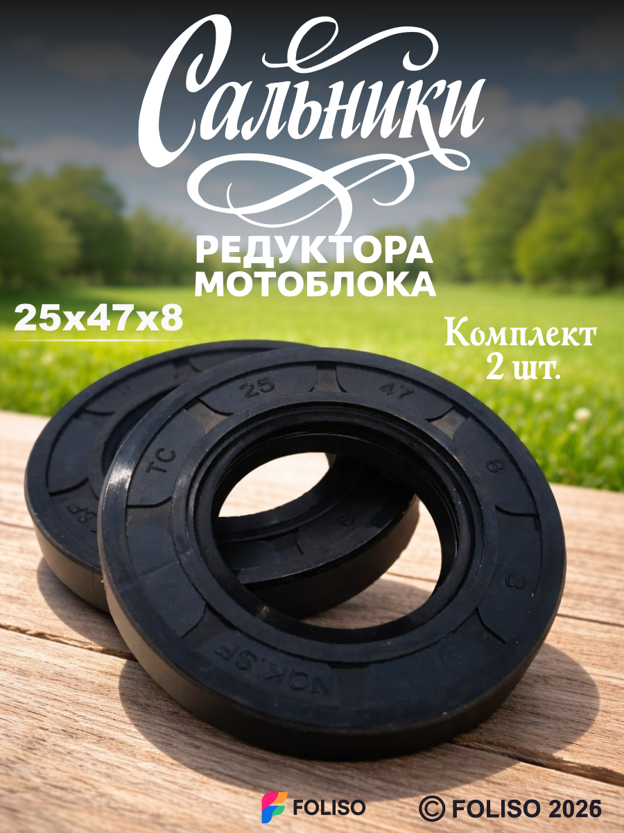 Сальники редуктора 25*47*8 нижний редуктора Крот/Салют/Агат(комплект 2шт.)