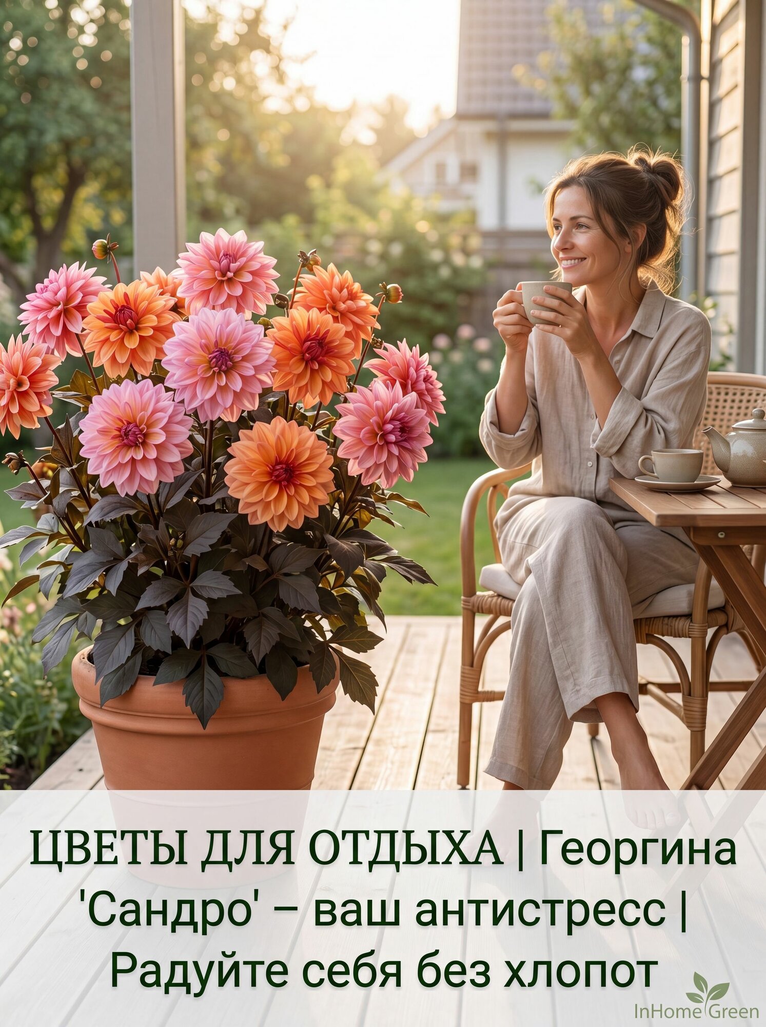 Семена Георгина Сандро (Далия) смесь Dahlia variabilis СеДек для балкона и клумбы 0,1 г