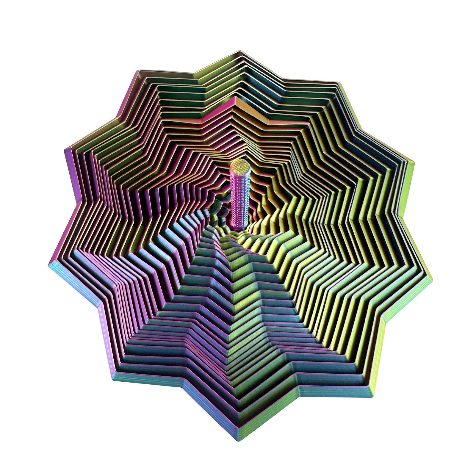 3D-печатная фрактальная звезда с ручкой, спиральный дизайн,