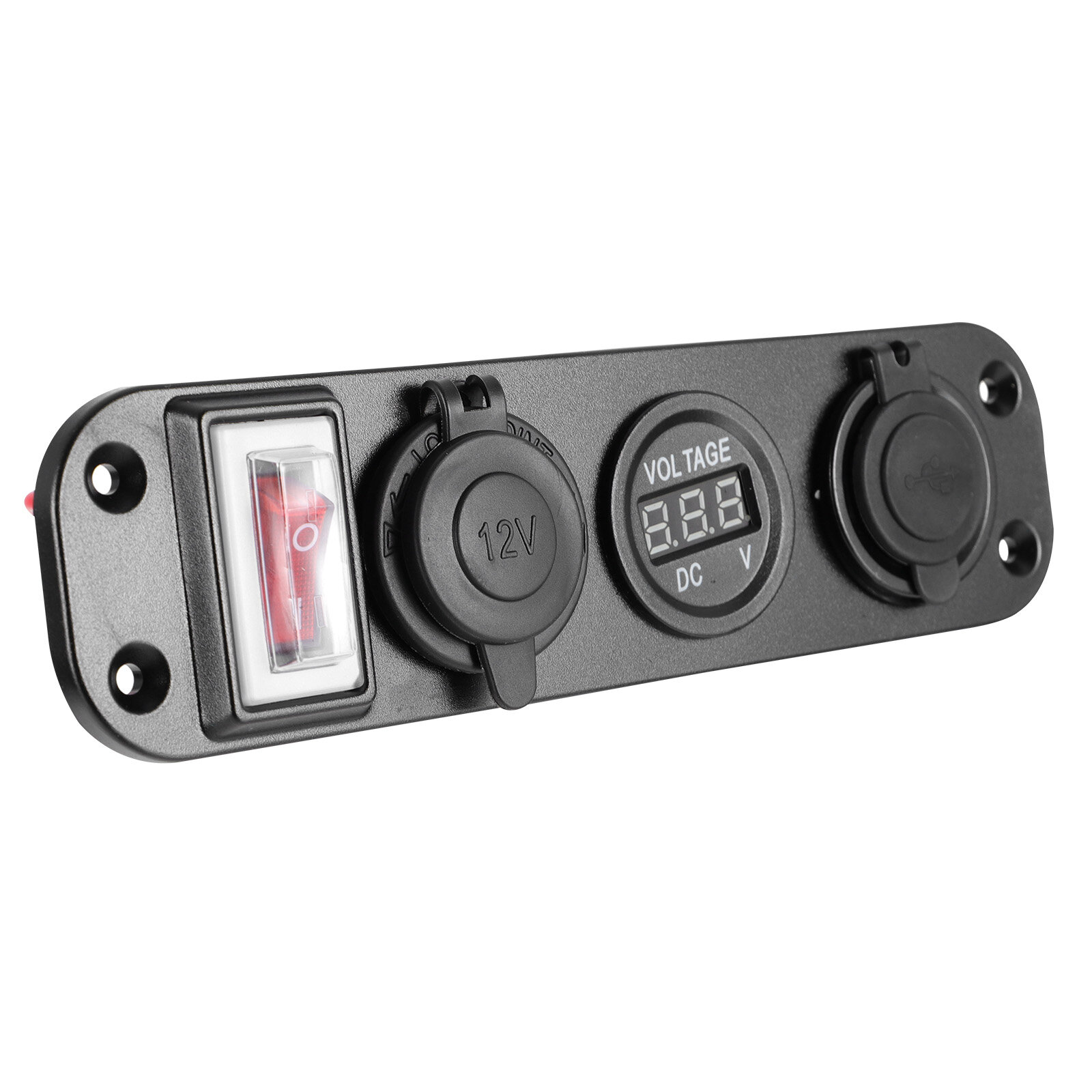 4 в 1 ВКЛ/выкл зарядное устройство панель прикуриватель двойная розетка USB светодиодный вольтметр