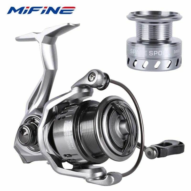 Катушка рыболовная MIFINE TOURMENT 1000F 6+1подшипник (запас. металл. шпуля) (5:1.1), для спиннинга, для карповой ловли, для фидерной ловли