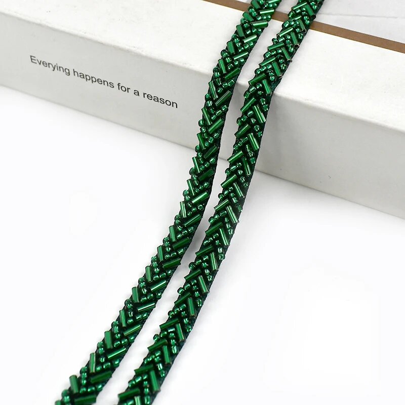 Лента кружевная с жемчугом Meetee 7 мм 2/4 ярда 9, 7mm-2Yards